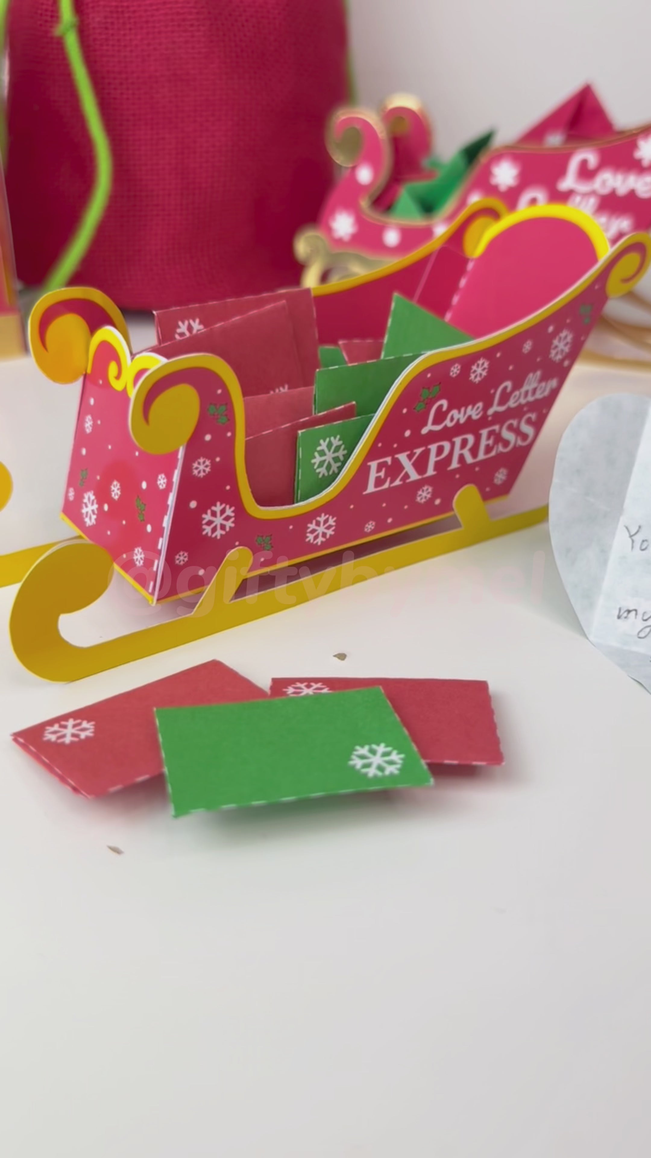 Gifty by Mel | Printable Love Letter Sleigh Gift Template with Messages